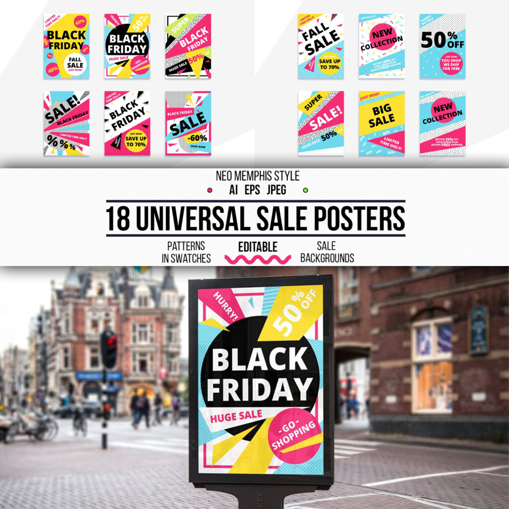 18 Universal Sale Posters + Patterns – MasterBundles