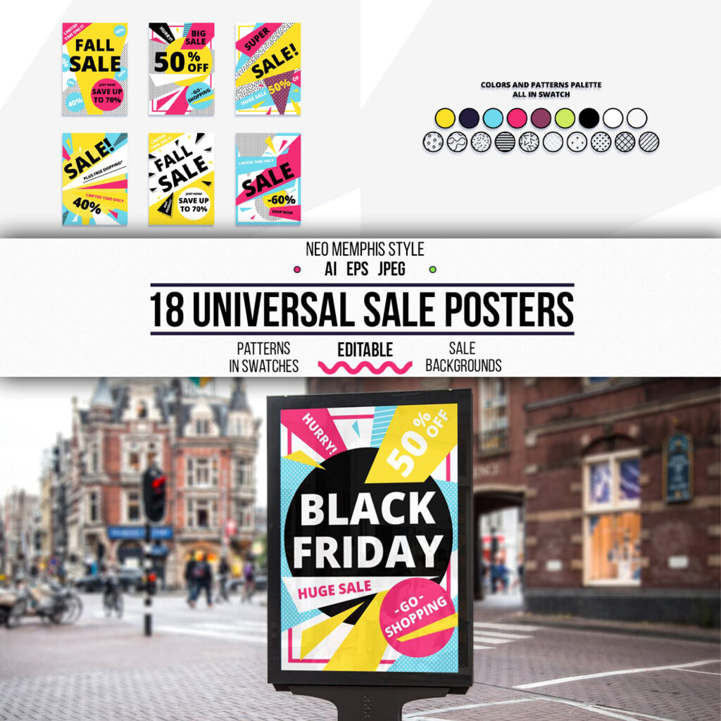 18 Universal Sale Posters + Patterns – MasterBundles