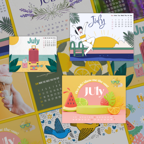 10 Free Editable July Calendars – MasterBundles