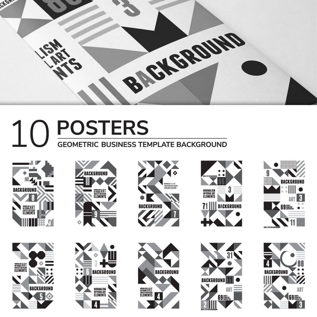 20 Geometric Posters & 70 Shapes – MasterBundles