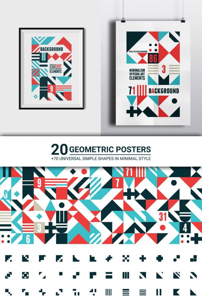 20 Geometric Posters & 70 Shapes – MasterBundles
