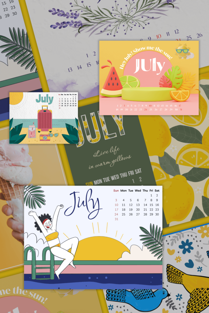 10 Free Editable July Calendars – MasterBundles