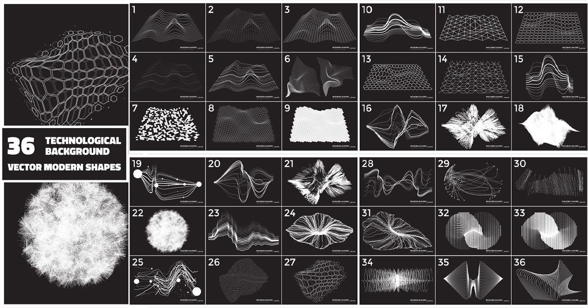 36 Technological Vector Shapes – MasterBundles