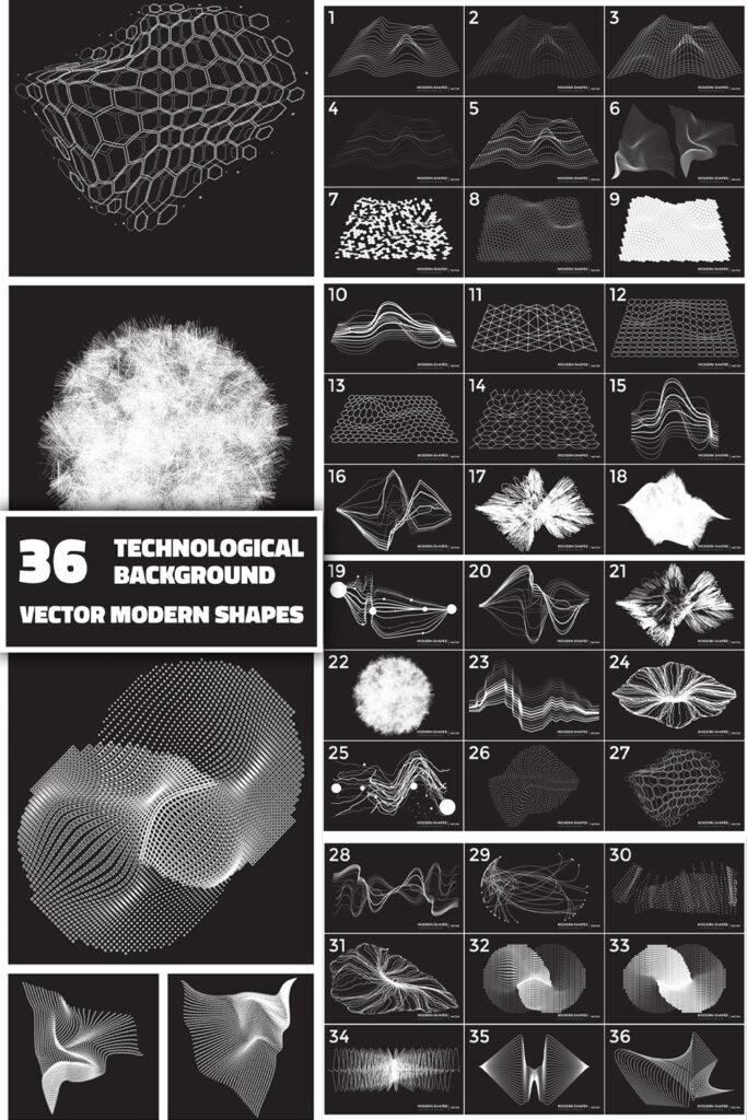 36 Technological Vector Shapes – MasterBundles