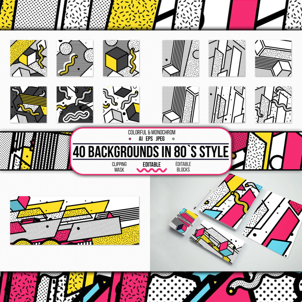 40 Vector Bright Backgrounds In 80s – MasterBundles