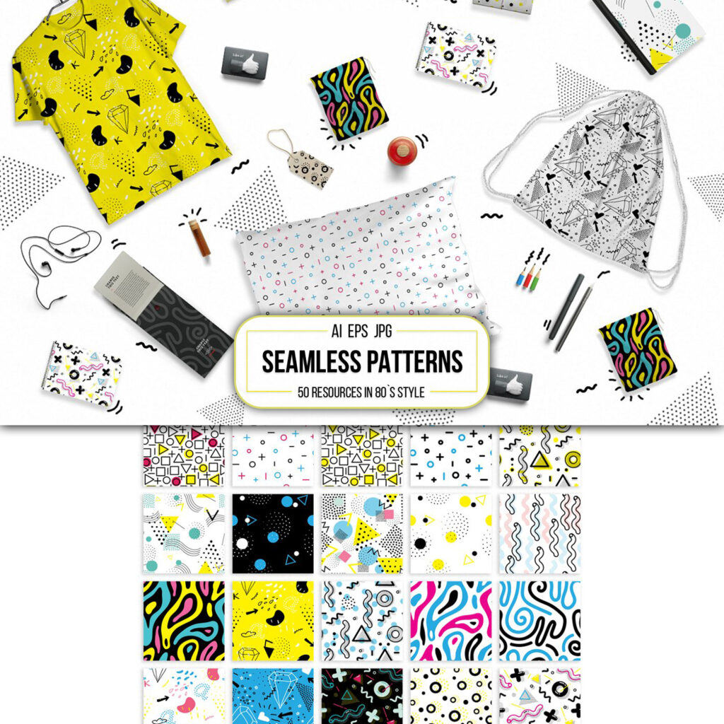 50 Seamless Patterns In 80s Style – MasterBundles