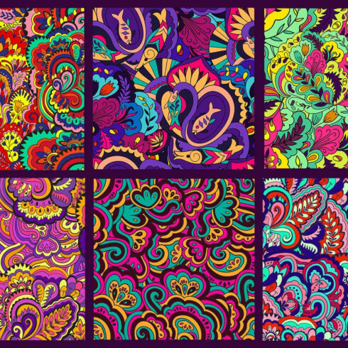 6 Seamless Psychedelic Patterns | MasterBundles