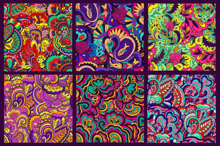 6 Seamless Psychedelic Patterns – MasterBundles