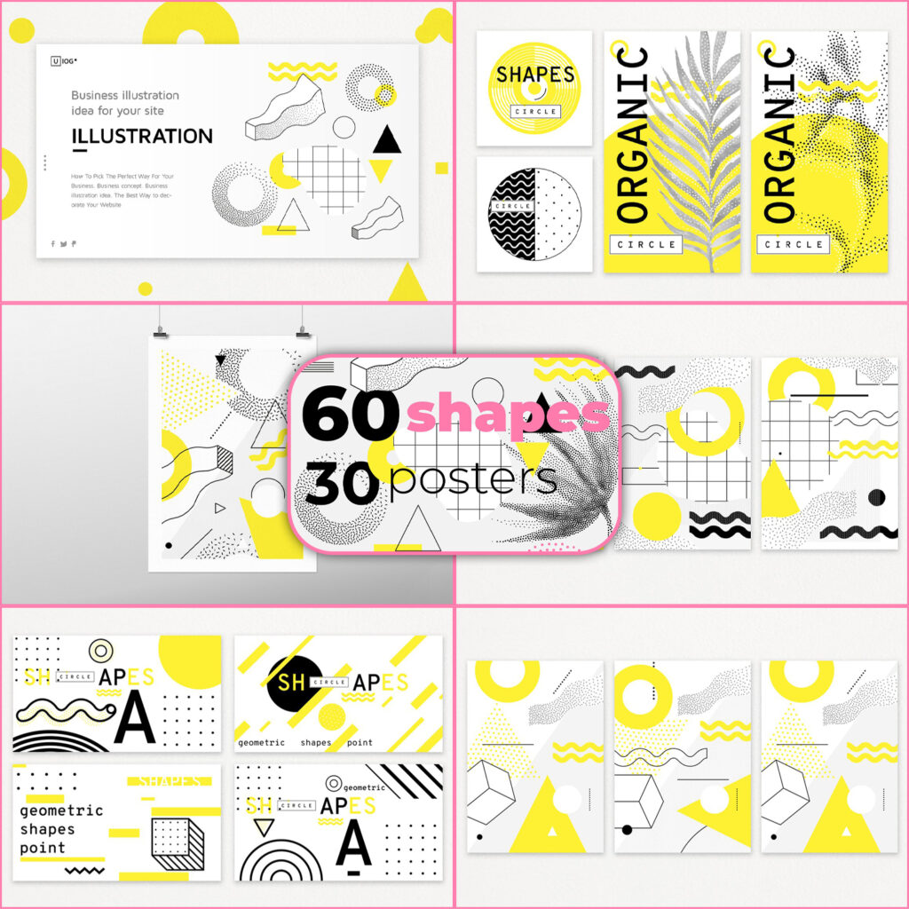 60 Geometric Shapes, 30 Posters – MasterBundles