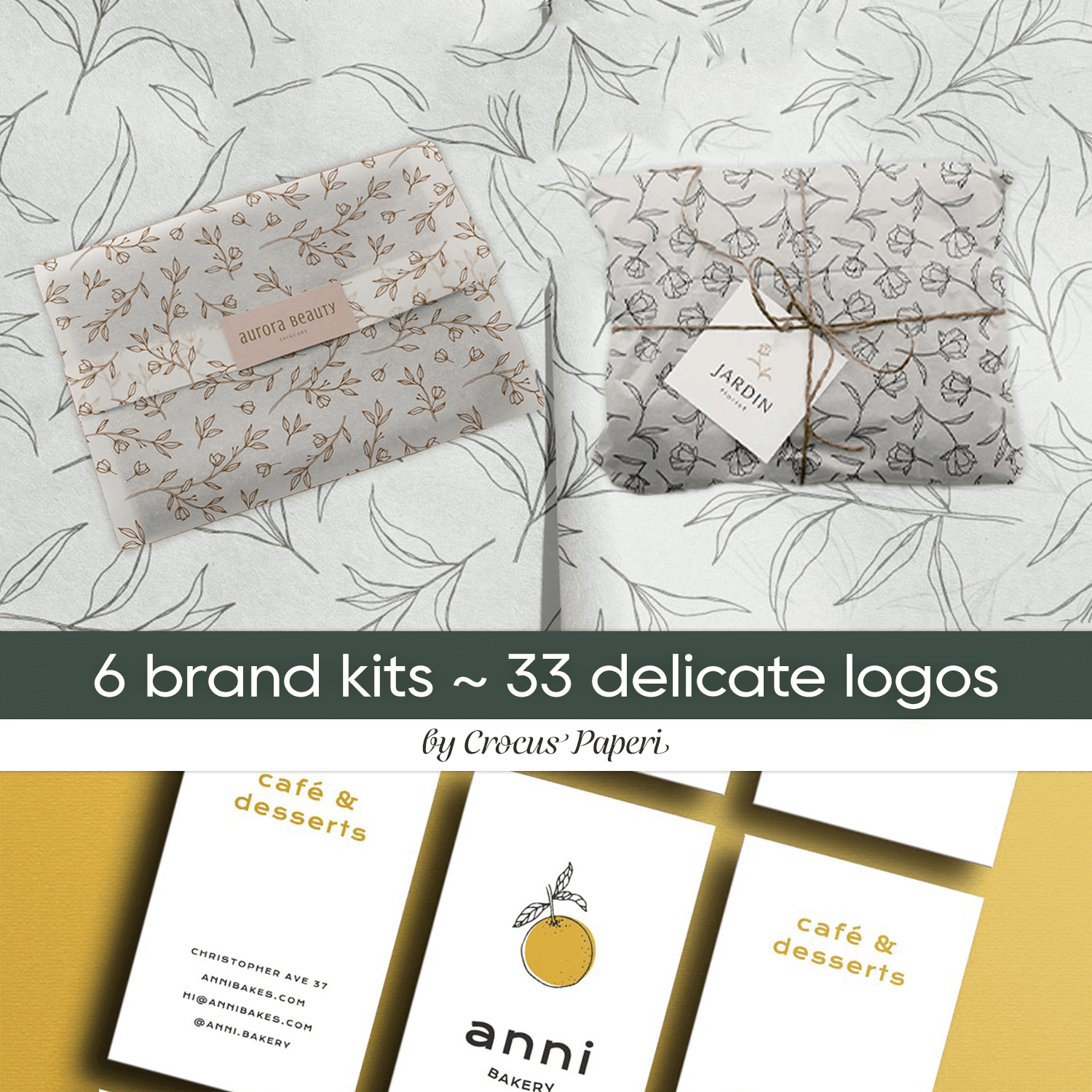 33 Delicate Logos ~ 6 Brand Kits – MasterBundles