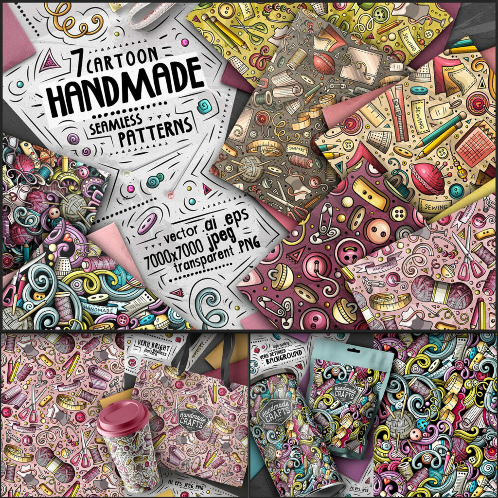 7 Handmade Seamless Patterns – MasterBundles