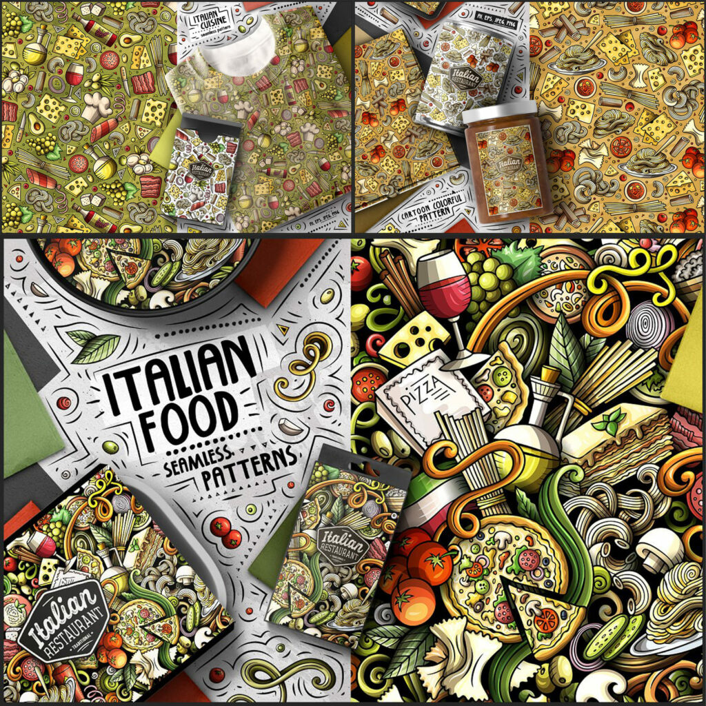 7 Italian Food Seamless Patterns – MasterBundles