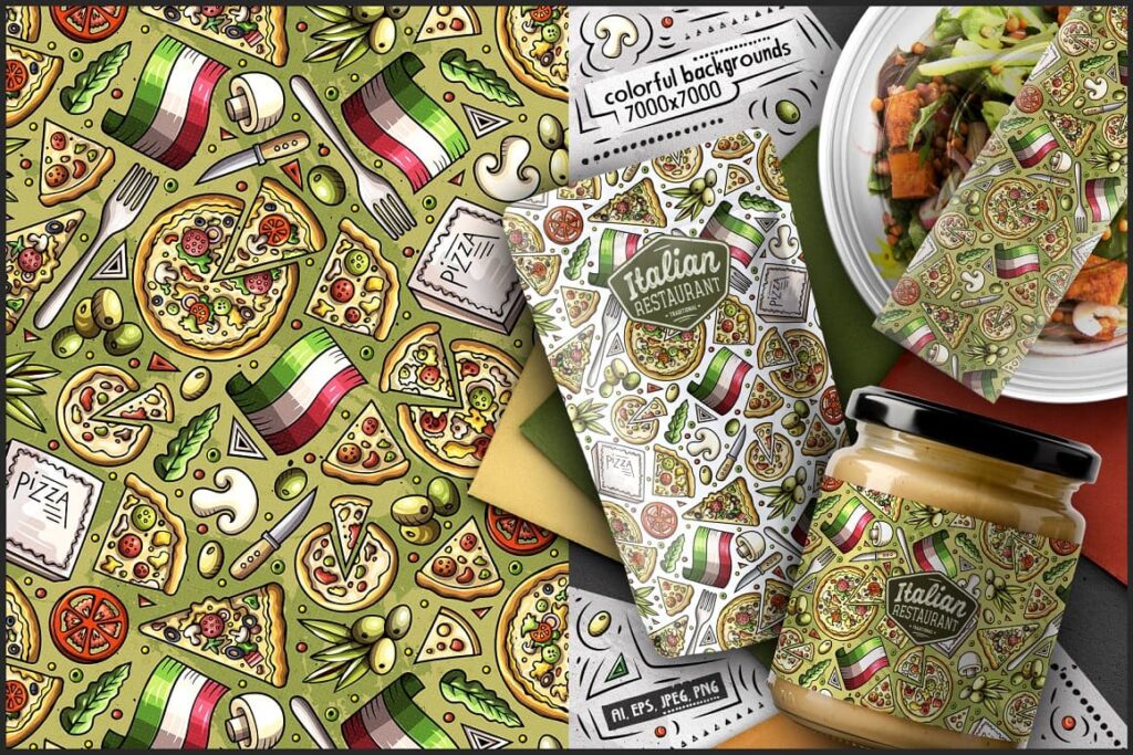7 Italian Food Seamless Patterns – MasterBundles