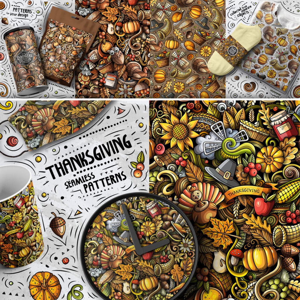 7 Thanksgiving Seamless Patterns – MasterBundles