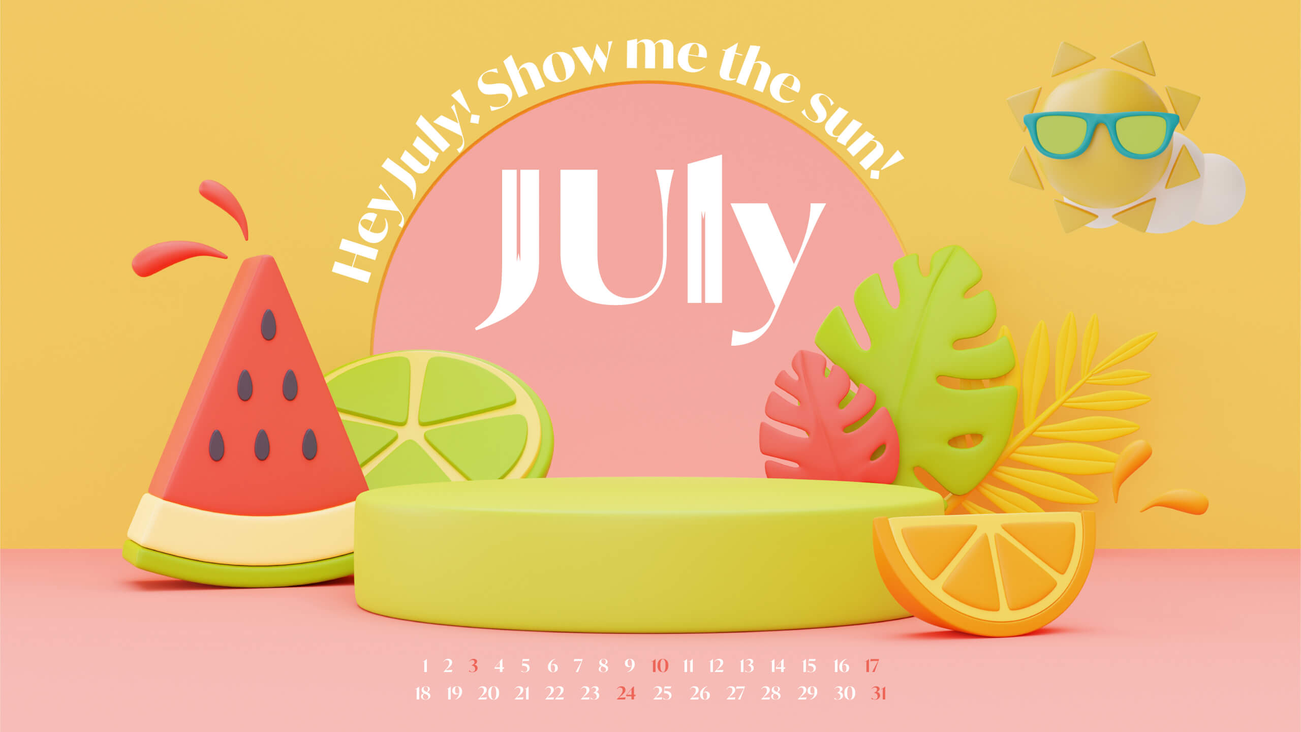 Free Watermelon July Calendar – MasterBundles