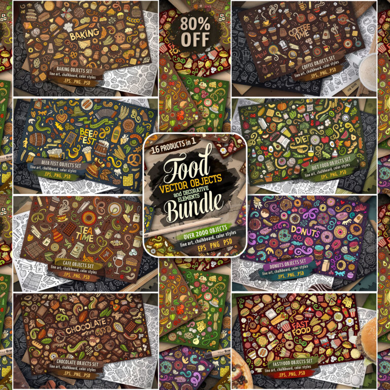 Food And Drinks Objects Big Bundle – MasterBundles