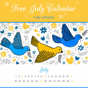 10 Free Editable July Calendars – MasterBundles