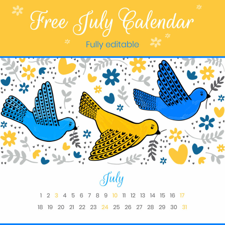 10 Free Editable July Calendars – MasterBundles