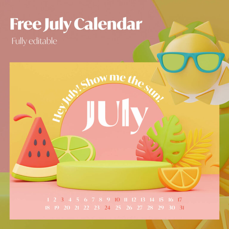 10 Free Editable July Calendars – MasterBundles