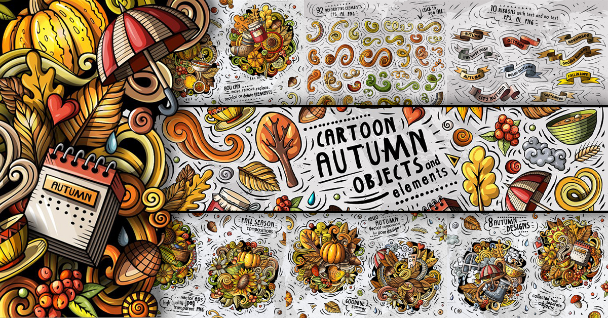 Autumn Cartoon Doodle Big Pack – MasterBundles