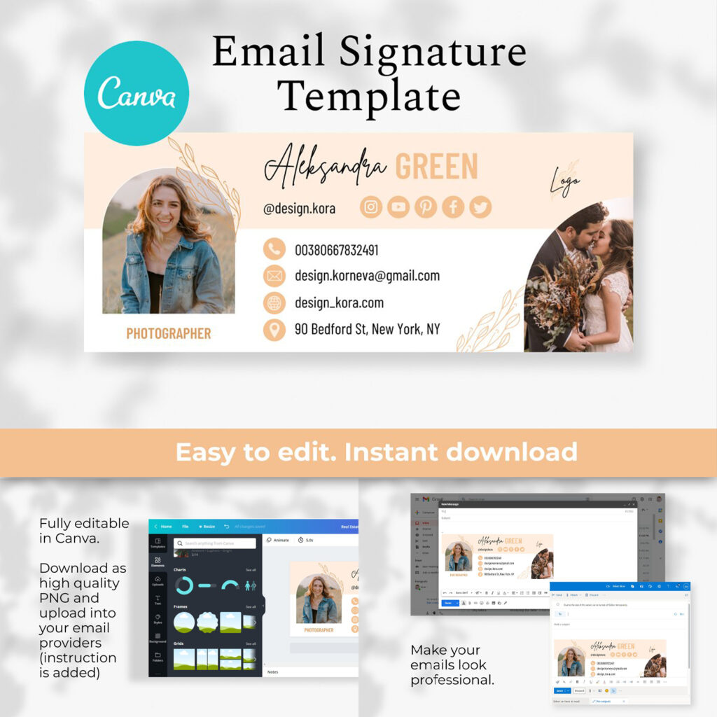 Beige Email Signature Template – MasterBundles