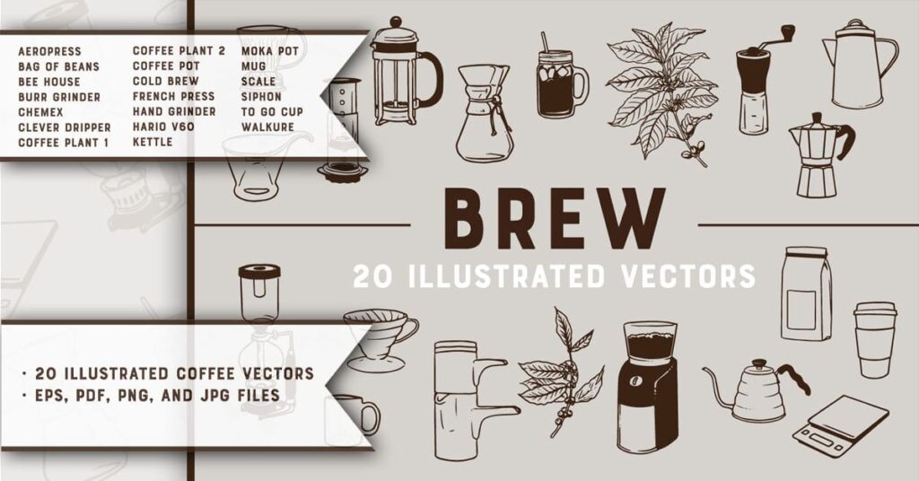 Brew 20 Coffee Vectors – MasterBundles