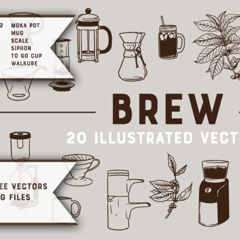 Brew 20 Coffee Vectors | Master Bundles