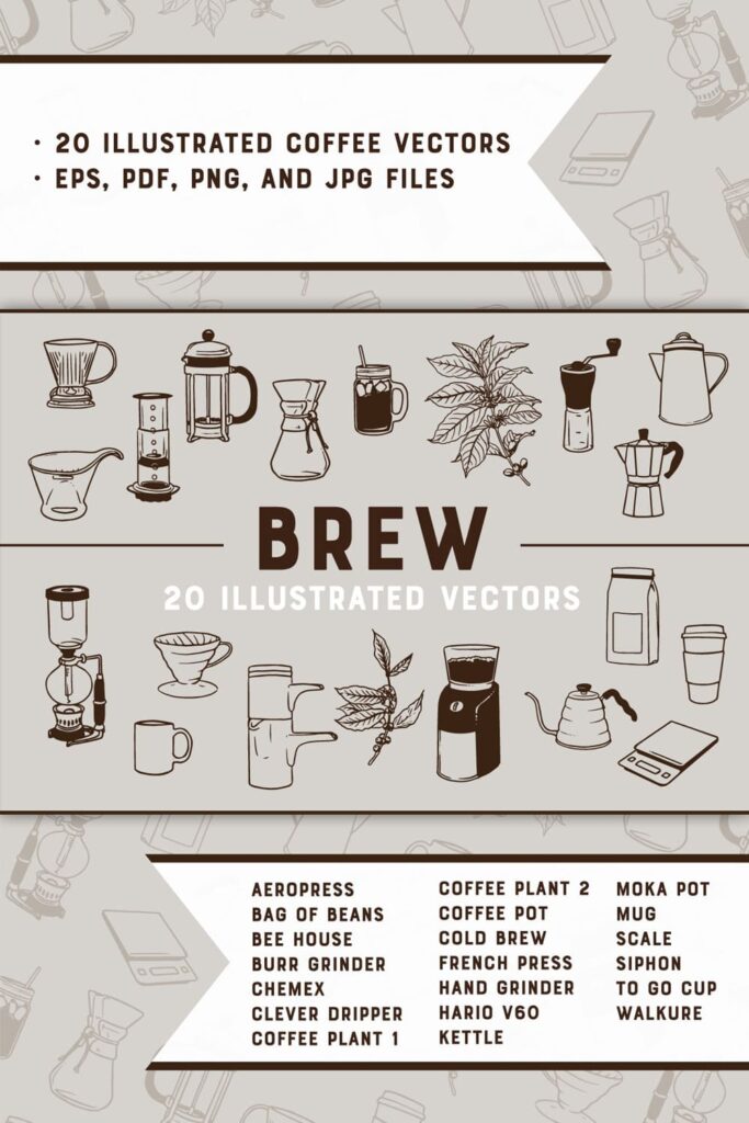 Brew 20 Coffee Vectors – MasterBundles