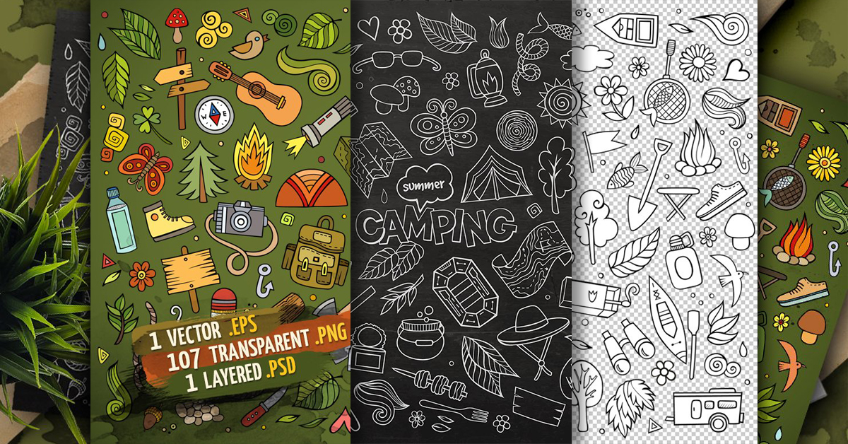Camping Objects & Elements Set – MasterBundles