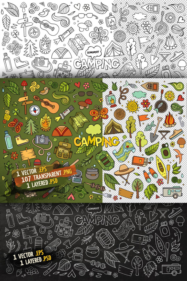 Camping Objects & Elements Set – MasterBundles