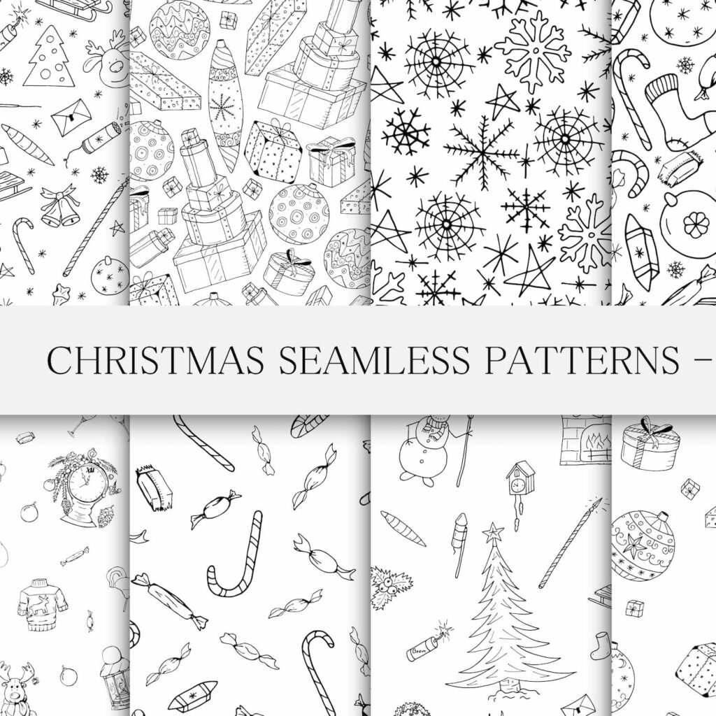 Black & White Christmas Seamless Patterns – MasterBundles