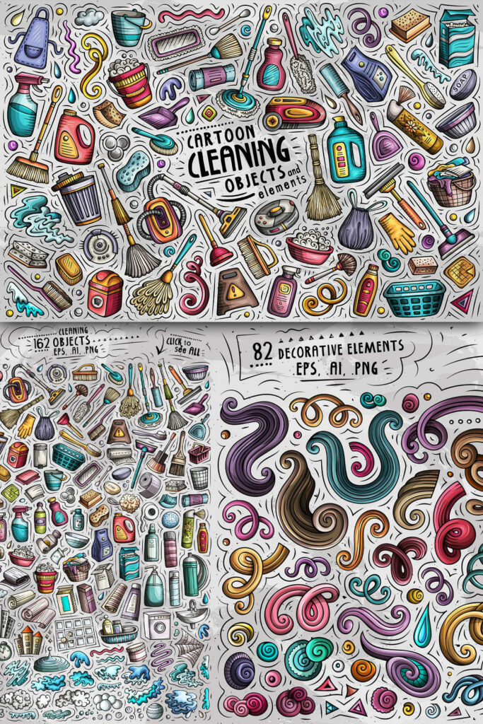 Cleaning Cartoon Objects Set – MasterBundles