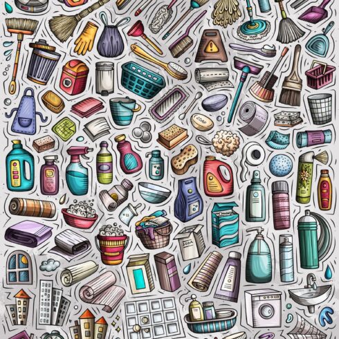 Cleaning Cartoon Objects Set | MasterBundles