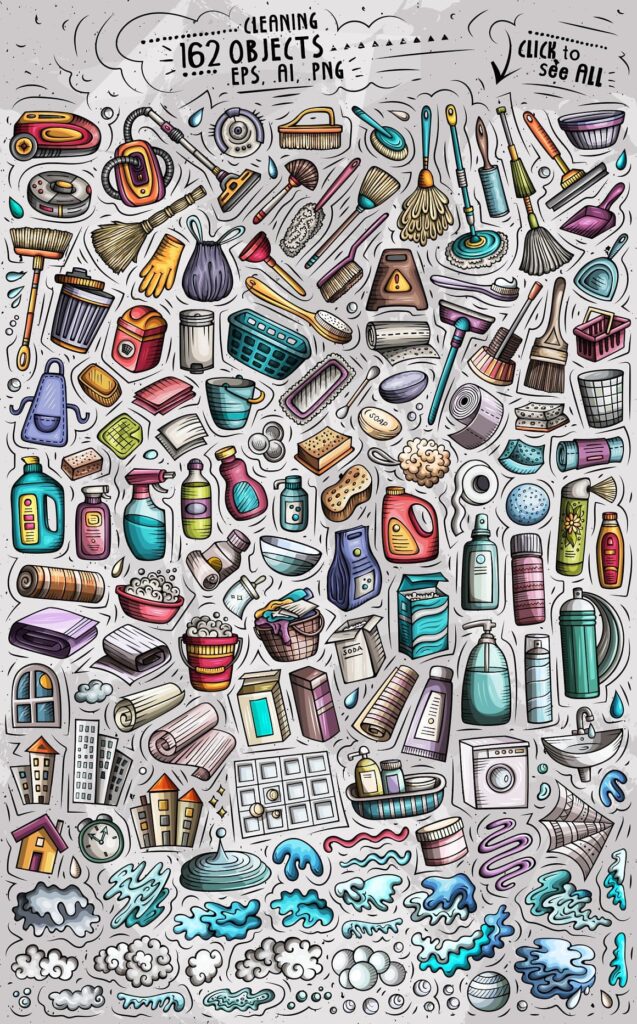 Cleaning Cartoon Objects Set – MasterBundles