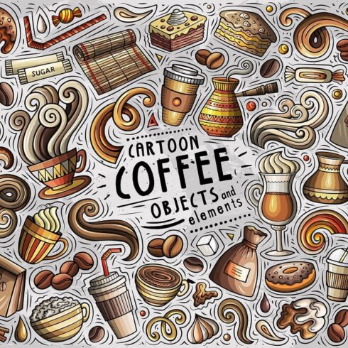 Coffee Cartoon Vector Objects Set | Master Bundles