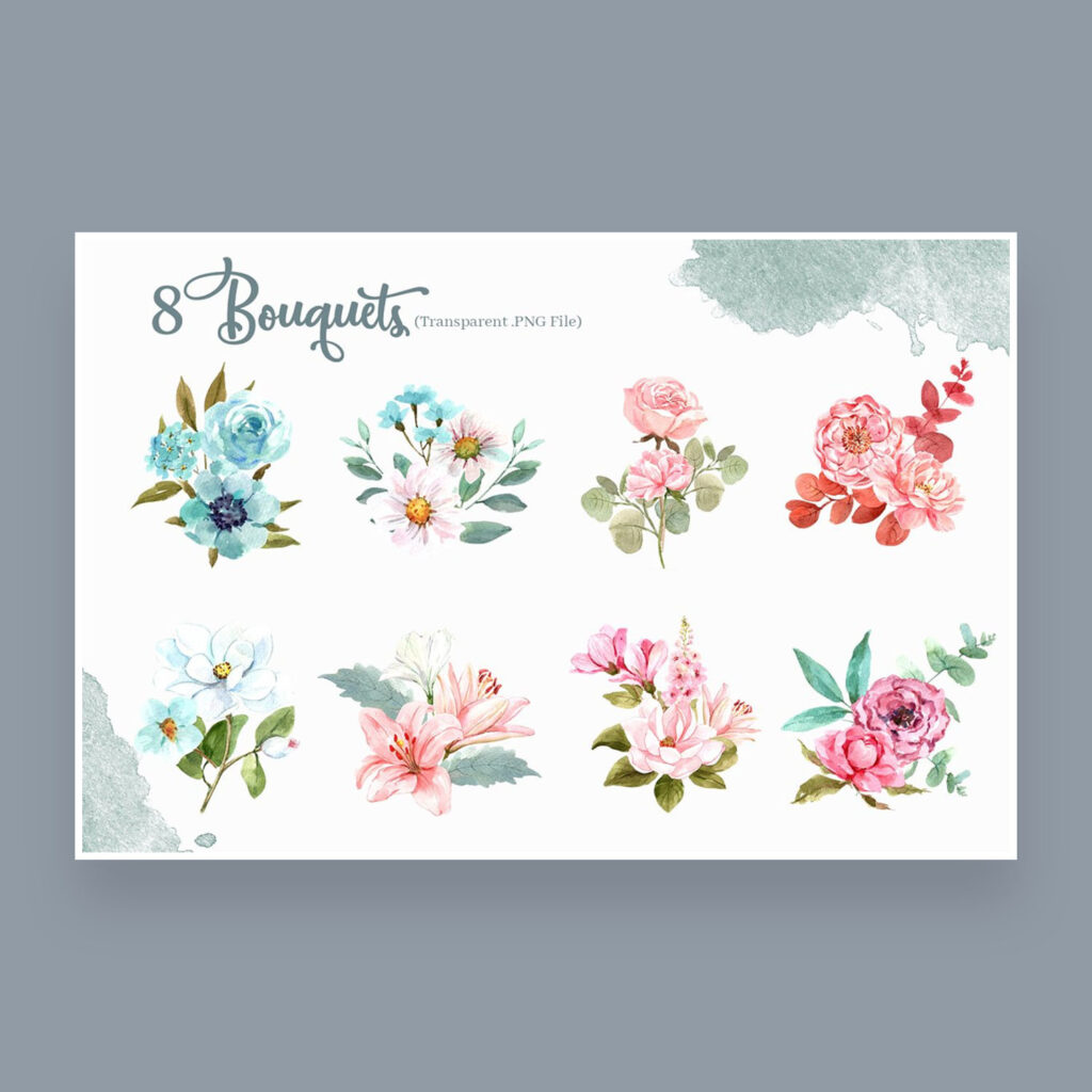 Colorful Flowers Summer Watercolor – MasterBundles