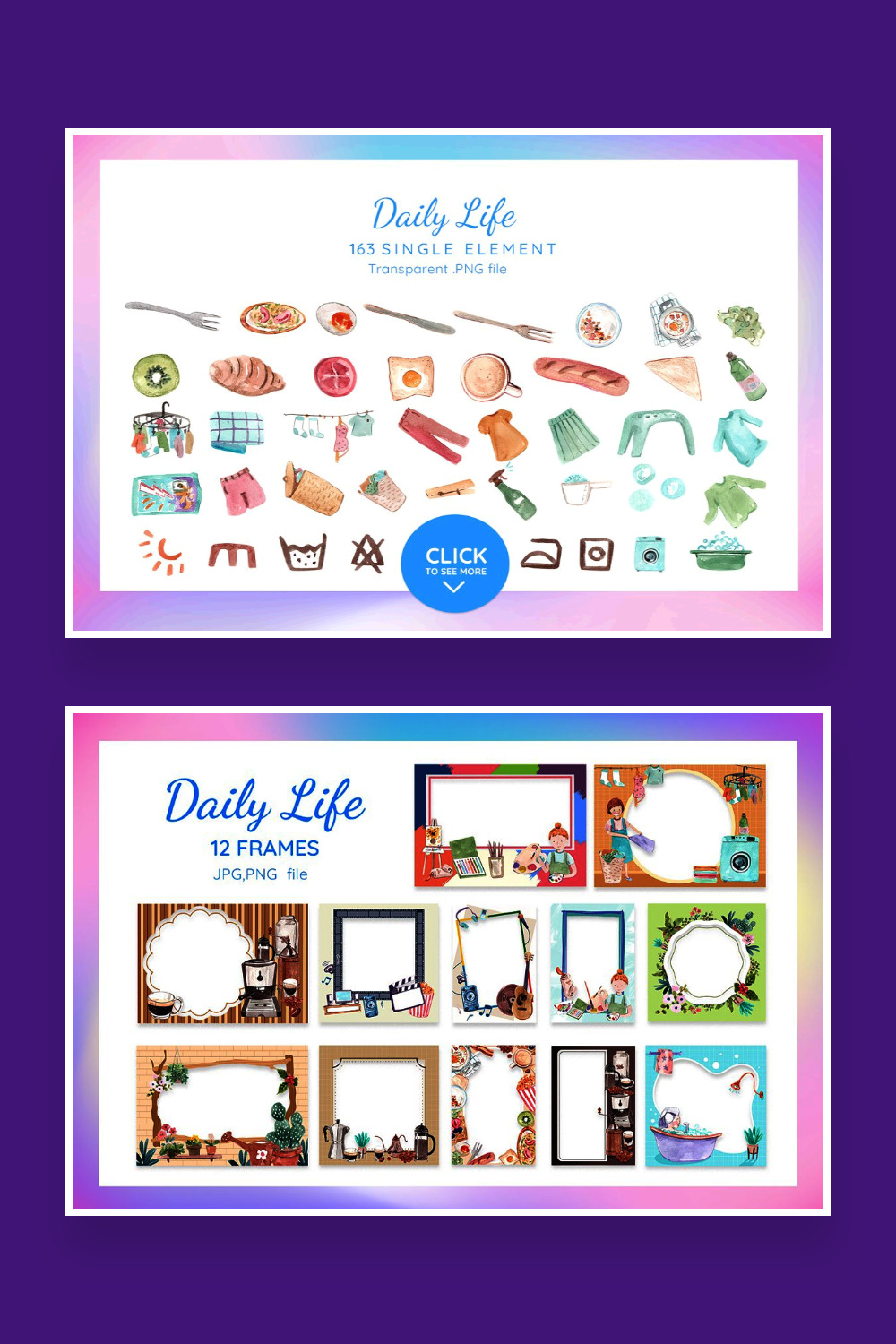 Daily Life at Home Watercolor – MasterBundles