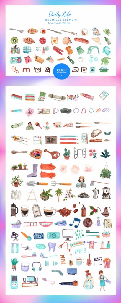 Daily Life at Home Watercolor – MasterBundles