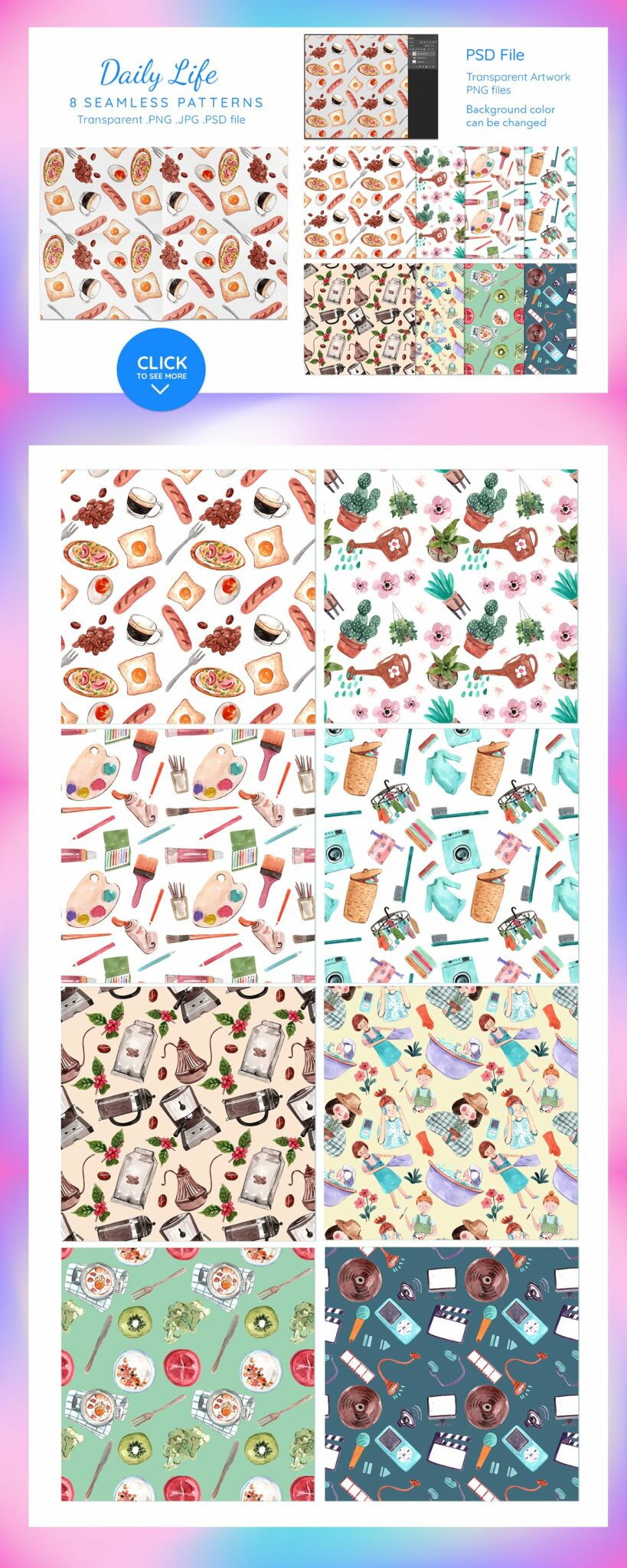 Daily Life at Home Watercolor – MasterBundles