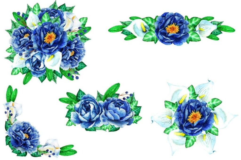 Deep Blue And White Flower Bundle – MasterBundles