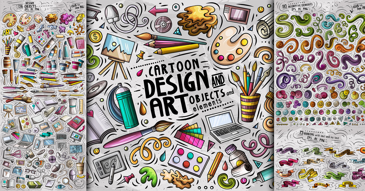Design & Art Cartoon Objects Set – MasterBundles