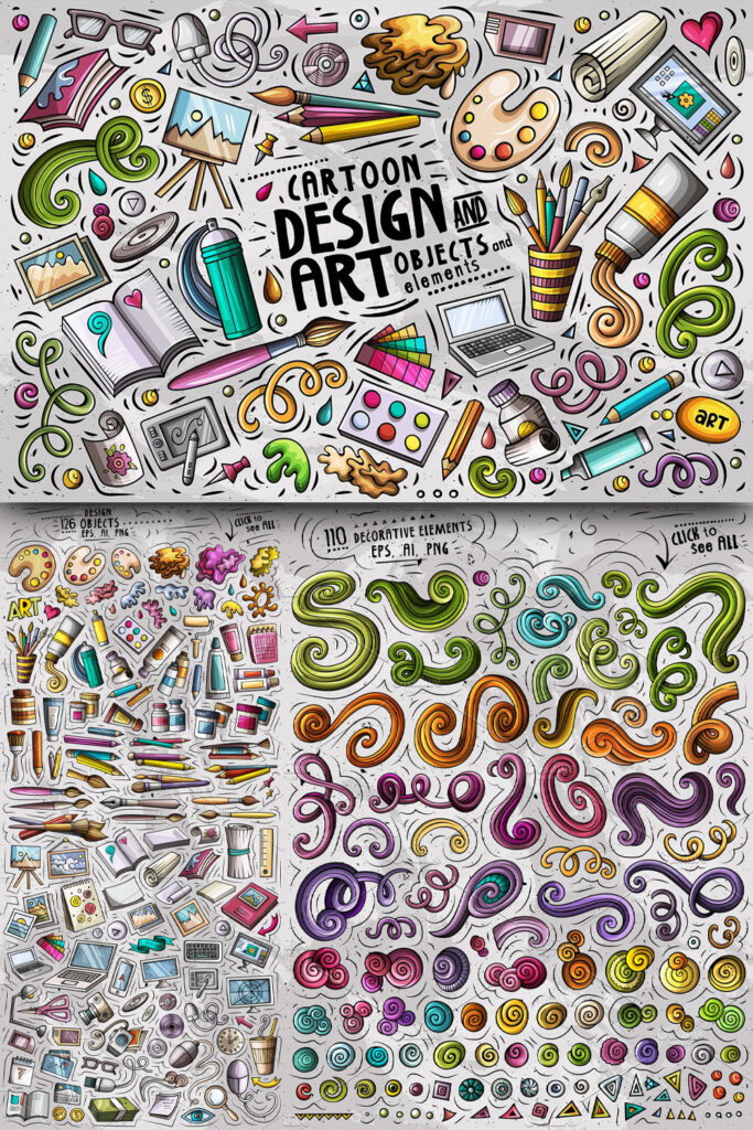 Design & Art Cartoon Objects Set – MasterBundles