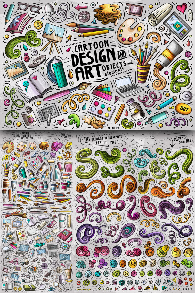 Design & Art Cartoon Objects Set – MasterBundles