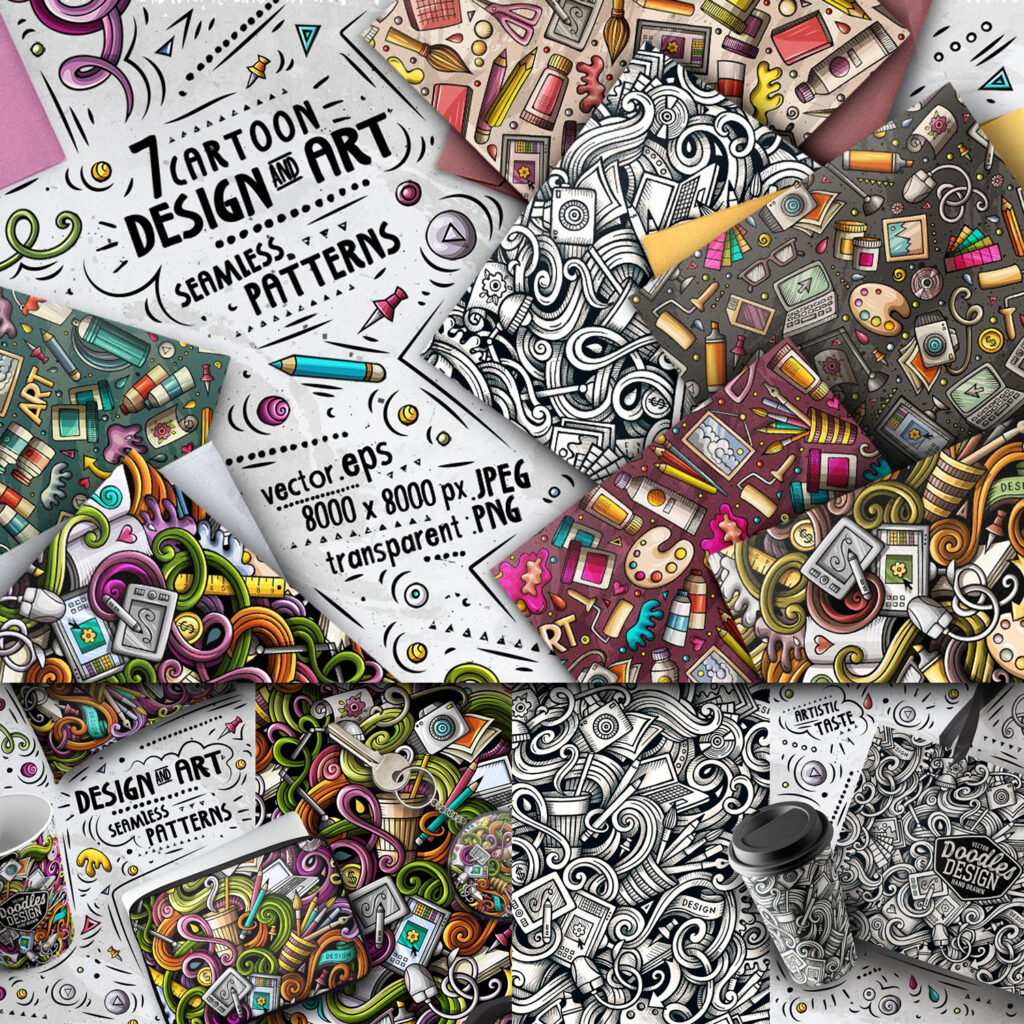 Designer Doodle Seamless Patterns – MasterBundles