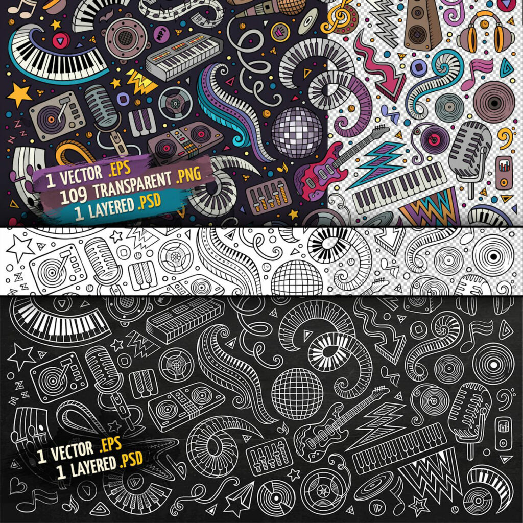 Disco Music Objects & Elements Set – MasterBundles