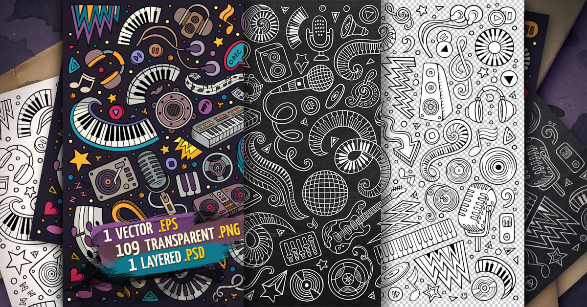 Disco Music Objects & Elements Set – MasterBundles