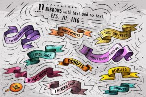 Donuts Cartoon Vector Objects Set | Master Bundles