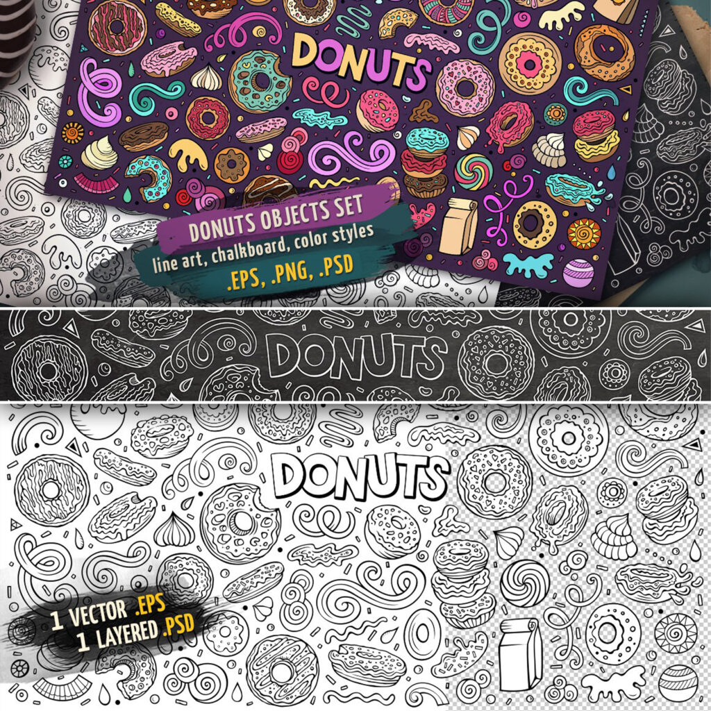 Donuts Objects & Elements Set – MasterBundles
