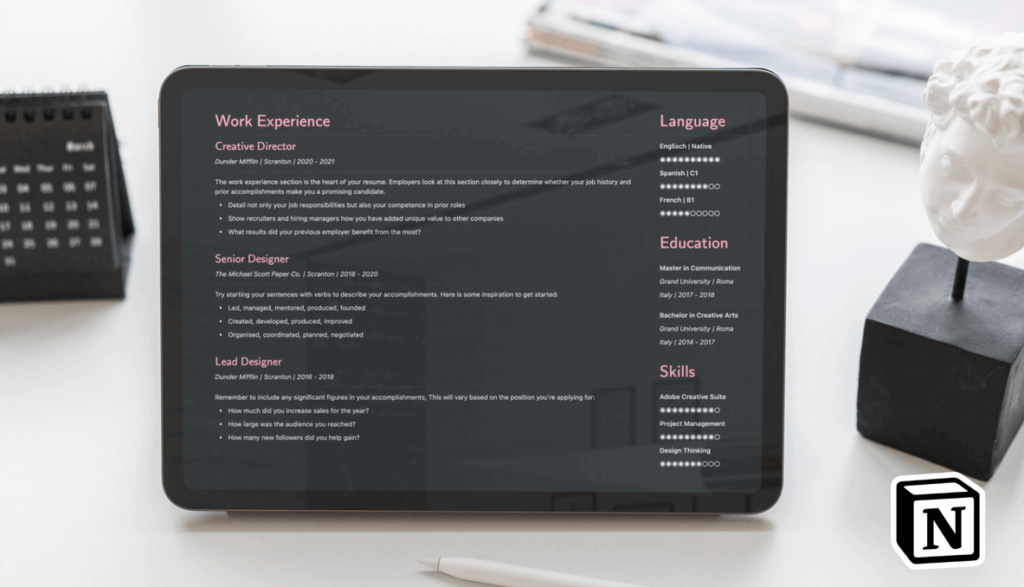 Notion Resume Template – MasterBundles