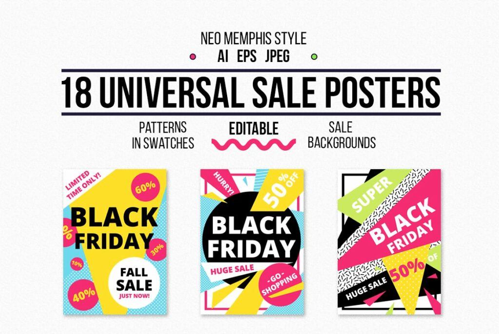 18 Universal Sale Posters + Patterns – MasterBundles